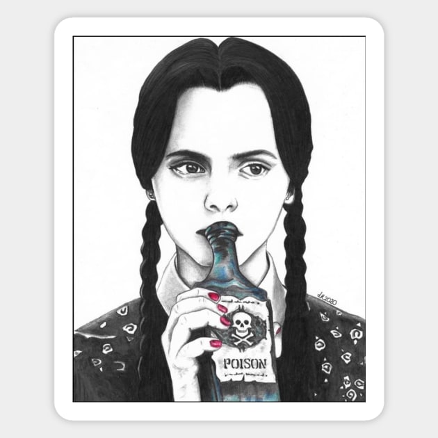 Wednesday Addams drawing - Wednesday - Sticker | TeePublic